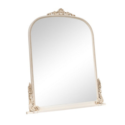 Melody Maison Extra Large Arch Antique Ivory Ornate Overmantle Mirror ...