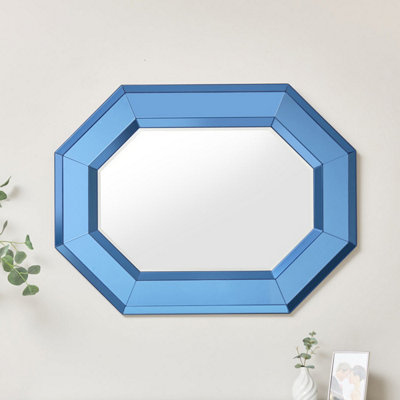 Melody Maison Extra Large Geometric Blue Glass Mirror 105cm x 80cm ...