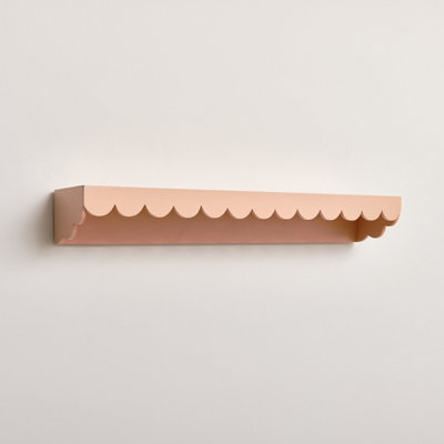 MELODY MAISON EXTRA LARGE PEACH SCALLOPED WALL STORAGE SHELF - 90CM