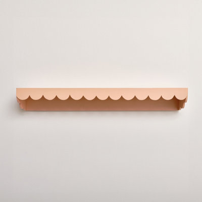 Melody Maison Extra Large Peach Scalloped Wall Storage Shelf - 90cm