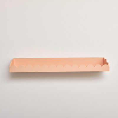 MELODY MAISON EXTRA LARGE PEACH SCALLOPED WALL STORAGE SHELF - 90CM