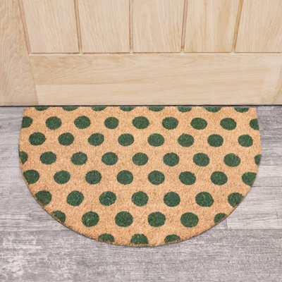 Melody Maison Forest Green & Natural Polka Dot Half Moon Door Mat | DIY ...