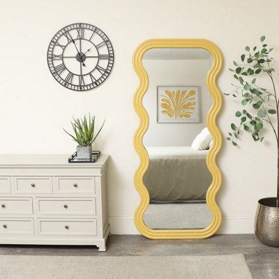 Melody Maison Full Length Wavy Mustard Mirror
