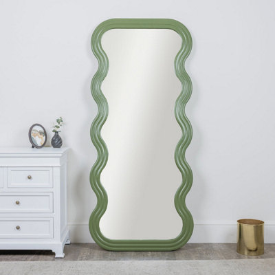 Melody Maison Full Length Wavy Olive Green Mirror