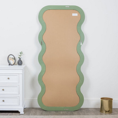 Melody Maison Full Length Wavy Olive Green Mirror