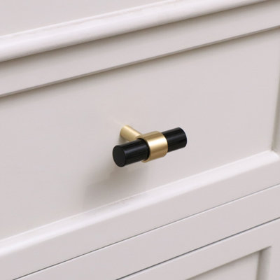 Melody Maison Gold & Black Acrylic T-Bar Shaped Drawer Handle