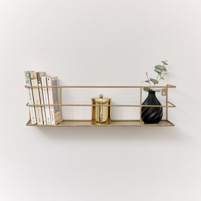 Melody Maison Gold Metal Wire Wall Shelf - 56cm
