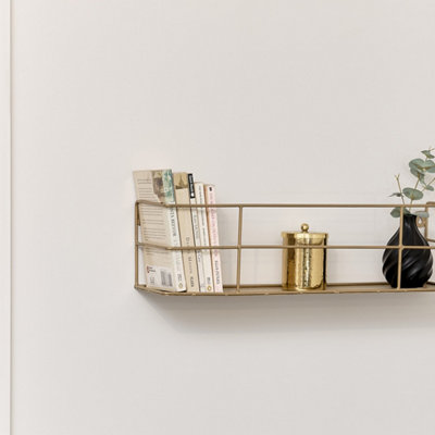 Melody Maison Gold Metal Wire Wall Shelf - 56cm