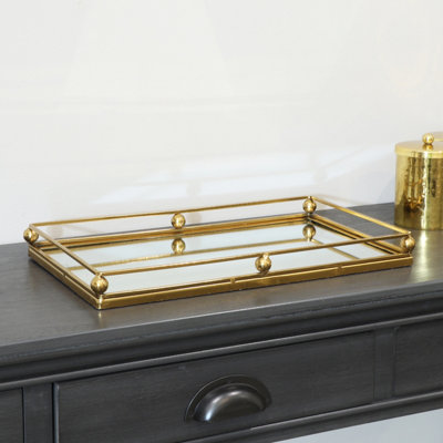 Melody Maison Gold Rectangle Mirrored Tray | DIY at B&Q