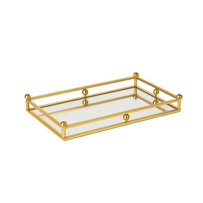 Melody Maison Gold Rectangle Mirrored Tray