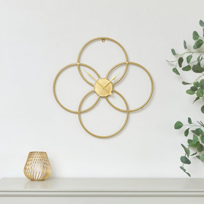 Melody Maison Gold Round Clover Wall Clock - 51cm x 51cm