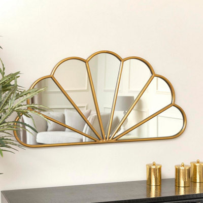 Melody Maison Gold Shell Shaped Wall Mirror 96cm x 48cm | DIY at B&Q