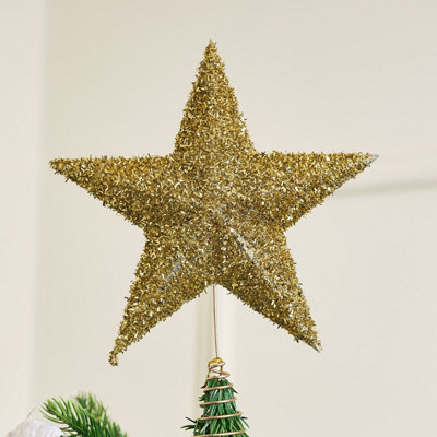 Melody Maison Gold Sparkly Glitter Star Shaped Christmas Tree Topper