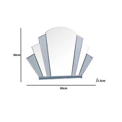 Melody Maison Grey Glass Art Deco Arch Fan Wall Mirror 80cm x 60cm