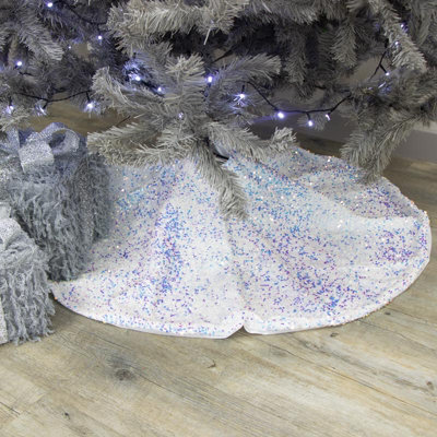 Melody Maison Iridescent White Sequin Tree Skirt - 93cm | DIY at B&Q