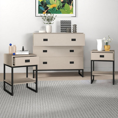 Melody Maison Large 3 Drawer Chest of Drawers and Pair of Bedside ...