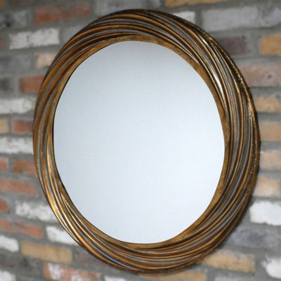 Melody Maison Large Antique Gold Round Swirl Mirror - 80cm x 80cm