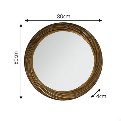 Melody Maison Large Antique Gold Round Swirl Mirror - 80cm x 80cm
