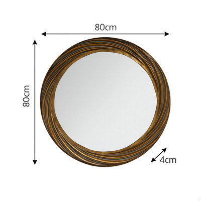 Melody Maison Large Antique Gold Round Swirl Mirror - 80cm x 80cm