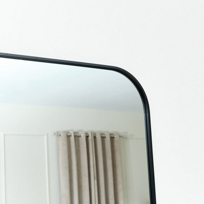 Melody Maison Large Black Curved Square Arched Overmantle Mirror 100cm ...
