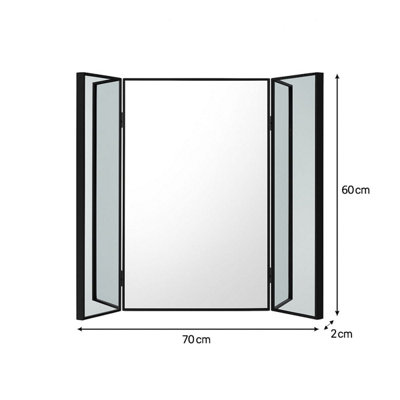 Melody Maison Large Black Dressing Table Triple Mirror - 70cm x 60cm