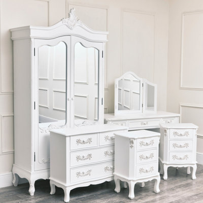 Melody Maison Large Double Wardrobe, Dressing Table Set, Chest of ...