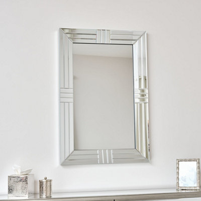 Melody Maison Large Frameless Bevelled Rectangular Wall Mirror 60cm x 90cm