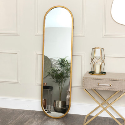 Melody Maison Large Gold Oval Mirror 42cm x 156cm | DIY at B&Q