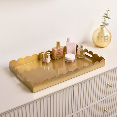 Melody Maison Large Gold Rectangle Scalloped Tray