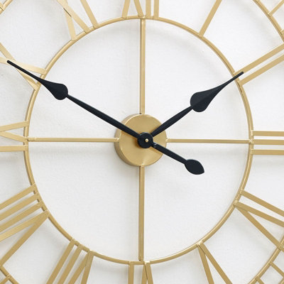 Melody Maison Large Gold Skeleton Wall Clock 80cm x 80cm