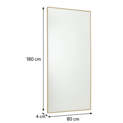 Melody Maison Large Gold Thin Framed Leaner Mirror 80cm x 180cm