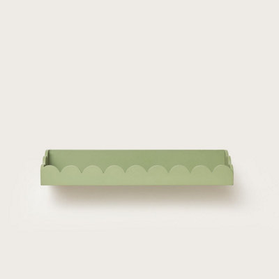 Melody Maison Large Green Scalloped Wall Storage Shelf - 61cm