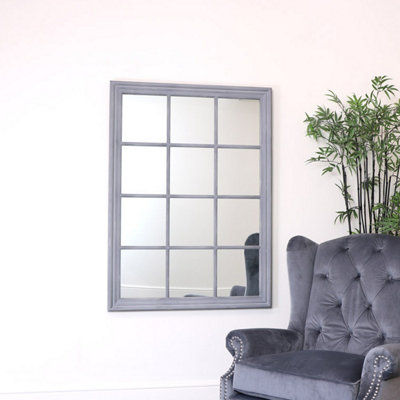 Melody Maison Large Grey Rectangle Window Mirror 130cm x 95cm at B&Q