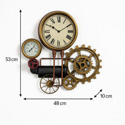 Melody Maison Large Industrial Pipe Clock 53cm x 48cm