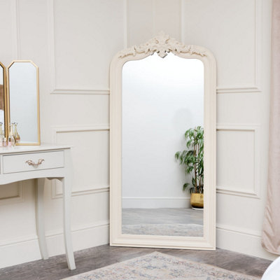 Melody Maison Large Ornate Arched Cream Wall Mirror 78cm x 158cm