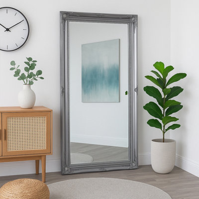 Melody Maison Large Ornate Silver Wall / Floor / Leaner Mirror 158cm x 78cm