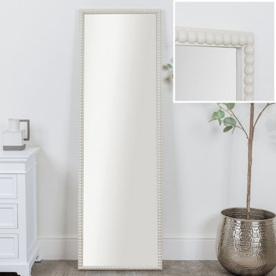 Melody Maison Large Rectangle Taupe Bobbin Bobble Wall Mirror 168cm x 54cm