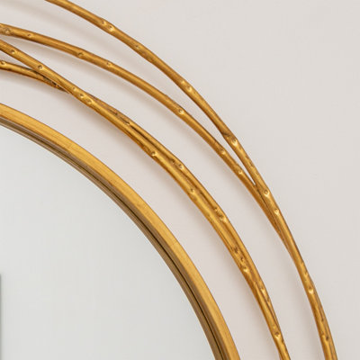 Melody Maison Large Round Gold Mirror 88cm x 85cm