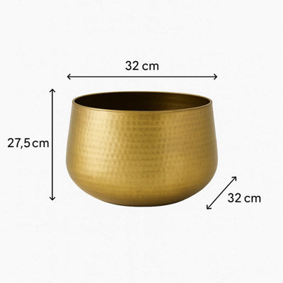 Melody Maison Large Round Gold Patterned Planter