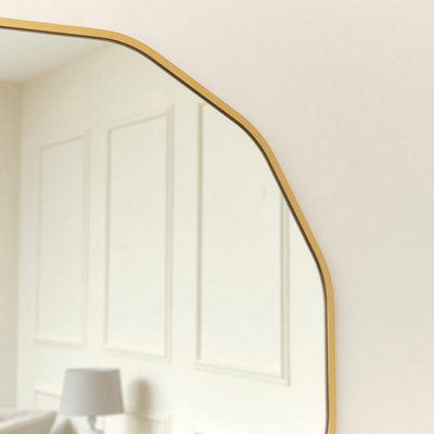 Melody Maison Large Round Gold Scalloped Wall Mirror 90cm x 90cm