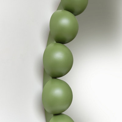 Melody Maison Large Round Olive Green Bobble Bobbin Wall Mirror 80cm x 80cm