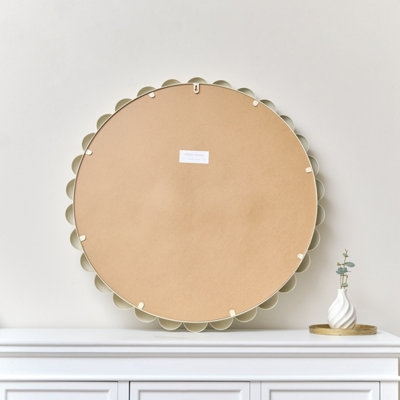 Melody Maison Large Round Pale Taupe Bobble Bobbin Wall Mirror 80cm x 80cm