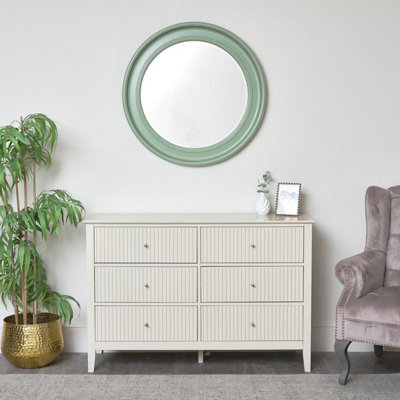 Melody Maison Large Round Sage Green Wall Mirror 80cm x 80cm