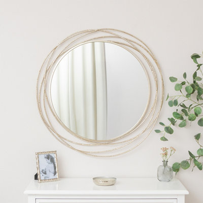 Melody Maison Large Round Silver Swirl Mirror 92cm x 92cm