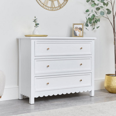 Melody Maison Large Scalloped 3 Drawer Chest of Drawers - Staunton ...