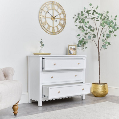 Melody Maison Large Scalloped 3 Drawer Chest of Drawers - Staunton ...