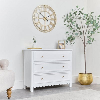 Melody Maison Large Scalloped 3 Drawer Chest of Drawers - Staunton ...