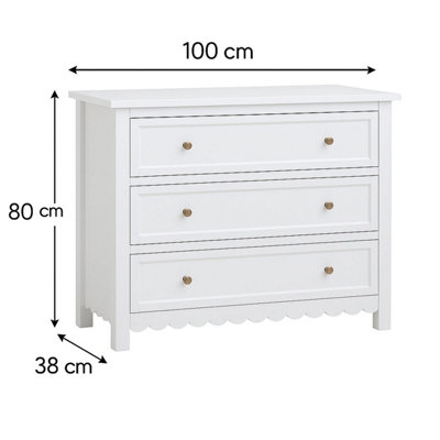 Melody Maison Large Scalloped 3 Drawer Chest of Drawers - Staunton ...