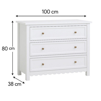 Melody Maison Large Scalloped 3 Drawer Chest of Drawers - Staunton ...