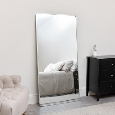 Melody Maison Large Silver Curved Framed Wall / Leaner Mirror 160cm x ...
